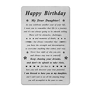 BAZLJY Happy Birthday Daughter Gifts - Metal Engraved Birthday Card for Daughter - Meaningful Gifts for Daughter Birthday