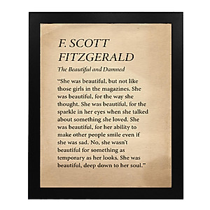 F. Scott Fitzgerald Quotes - "The Beautiful and Damned" Motivational Quote Wall Decor, Religious Wall Decor, Decorations for Home, Wall Art for Living Room, Wall Art Scripture, Unframed - 8x10