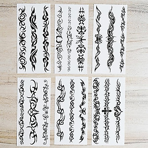 Yesallwas 6 Sheets Mix Tribal fake Tattoos Small Temporary Tattoo Blue Black Tribal Pattern Tattoo Body Sticker for Men Women 9cmX 19cm/3.54X7.48 inches (LXW)