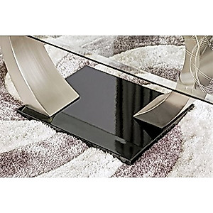 BOWERY HILL Modern Contemporary Glass Top Coffee Table, Living Room, with Satin Silver Base