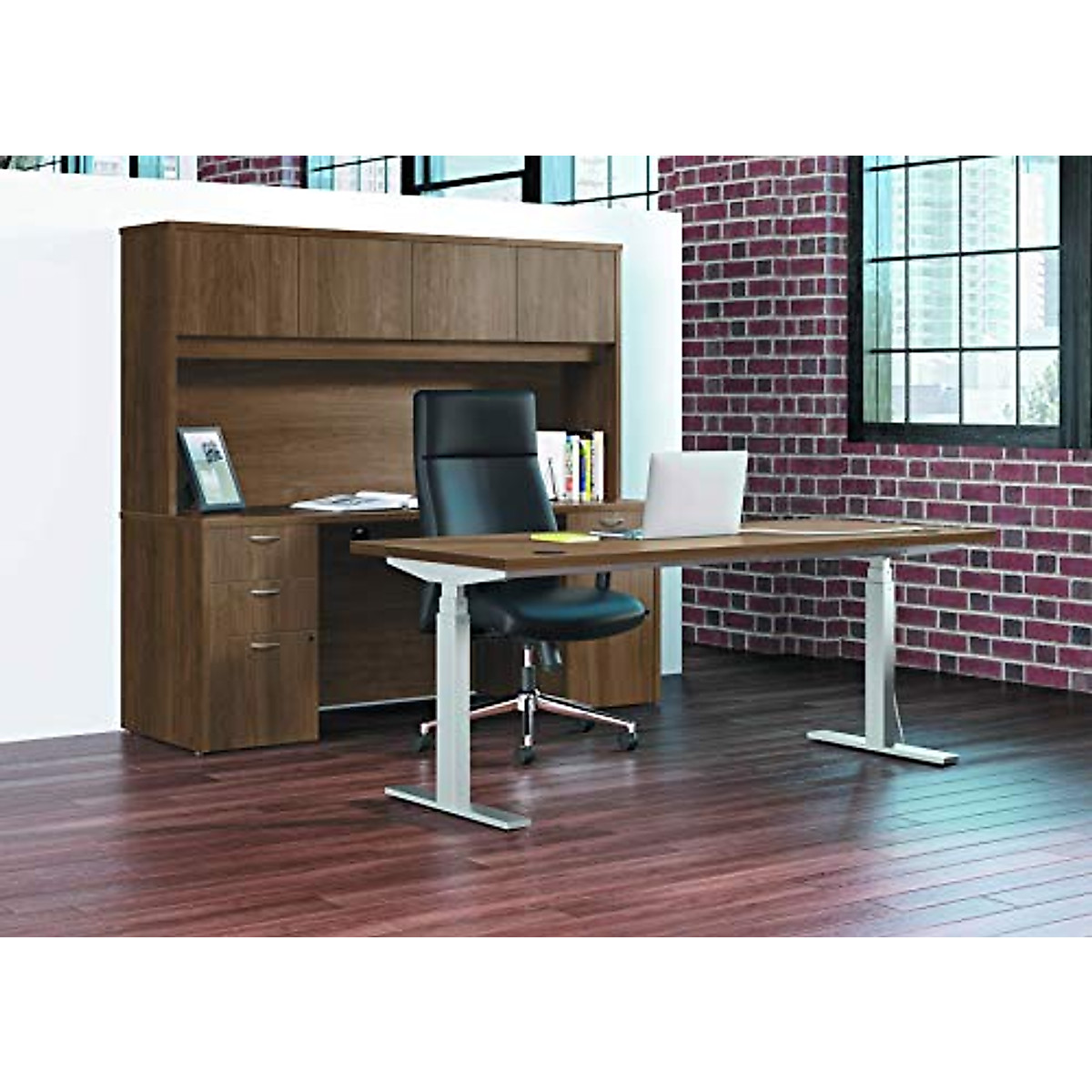 HON Define Executive Leather Chair - High-Back Office Chair for Computer Desk, Black (HVL108)