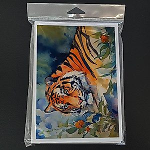 Caroline's Treasures DAC2991GCA7P Tiger Greeting Cards Pack of 8 Blank Cards with Envelopes Whimsical A7 Size 5x7 Blank Note Cards