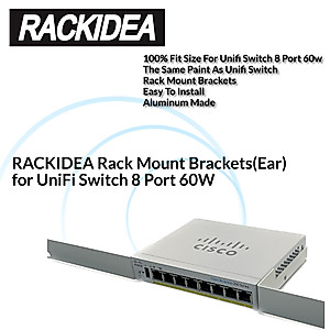 RACKIDEA UniFi US-8-60W Ear RI-UB8RMBA60 | Rack Mount Brackets(Ear) for UniFi Switch 8 Port 60W