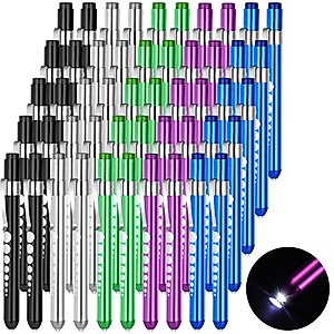 50 Pcs Pen Light for Nurses LED Penlight with Pupil Gauge Reusable Nurse Accessories for Daily Use Nurses Doctors Nursing School Students Gifts, 5 Colors