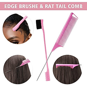 9 PCS Wig Accessory Kit - Lace Front Wig Sticks, Elastic Bands, Grip Bands, Caps, Edge Control Wax, Brush & Comb for Natural Hair Styling (Black)