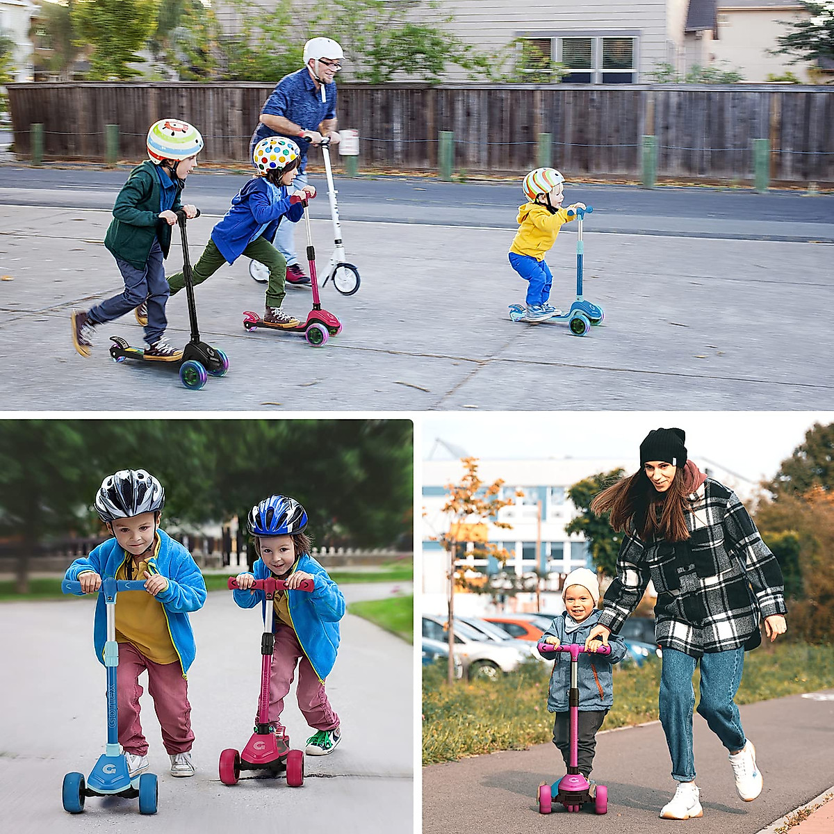 Gonex 3 Wheel Scooter for Toddler and Kids Ages 3-8, Kick Scooter for Girls Boys with Foldable Design Adjustable Height and Extra Wide Light up Wheel, Pink