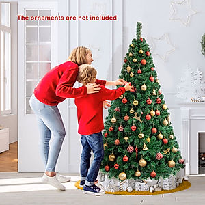 Goplus 6FT Artificial Christmas Tree Xmas Pine Tree with Solid Metal Legs Perfect for Indoor and Outdoor Holiday Decoration