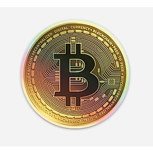 Crypto-Fosho - Holographic Bitcoin Sticker, BTC Coin Vinyl Sticker - 3" by 3" Crypto Gear, Perfect for Laptop, Window, Vehicle, Home, Office, Dorm and More!