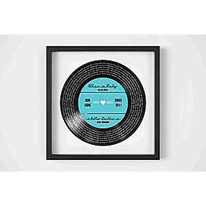 Personalized Record Print Personalized Vinyl Record Song Lyrics Frame Our Song Custom Song Lyrics Framed Print Anniversary Gift for Him