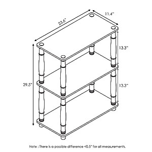 Furinno Turn-N-Tube 3-Tier Compact Multipurpose Shelf Display Rack with Classic Tube, Dark Cherry/Black