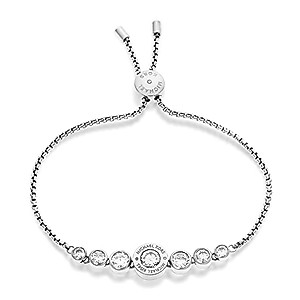 Michael Kors Logo Silver-Tone and Jet Set Crystal Slider Bangle Bracelet