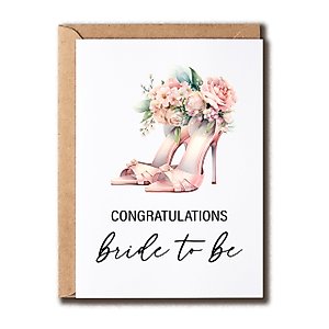 SMHGifts Congratulations Bride To Be Card - Bridal Shower Card - Wedding Shoes Card - Happy Wedding Card - Beautiful Bride Card - Greeting Card For Her