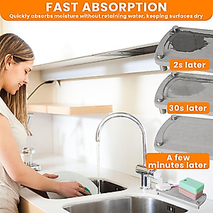 EMBICER 2pcs Fast Drying Stone Sink Tray - Instant Dry Sink Organizer - Diatomaceous Earth Sink Sponge Holder - Fast Drying Stone Sink Caddy - Non-Slip Kitchen Sink Caddy - Light Gray