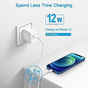 iPad Charger iPhone Charger【Apple MFi Certified】 12W USB Wall Charger Foldable Portable Travel Plug with 2-Pack USB to Lightning Cable(6 Ft) Compatible with iPhone, iPad, iPad Mini, iPad Air, Airpods