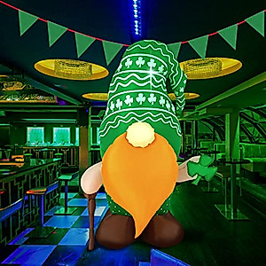 Inflatable St Patricks Decorations 7FT Blow Up Leprechaun with Walking Stick Inflatable Green Hat Elf Holding Shamrocks for Irish Day Yard Decoration Lucky Holiday Outdoor Clearance…
