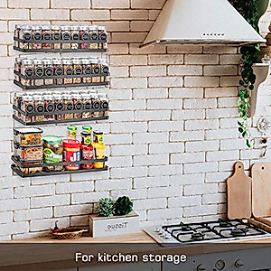 Scnvo Wall Mounted Spice Rack Organizer 4 Pack, Floating Shelves Storage for Pantry Cabinet Door, Sturdy Hanging Seasoning Organizer Jars Storage for Kitchen, Bathroom, Black