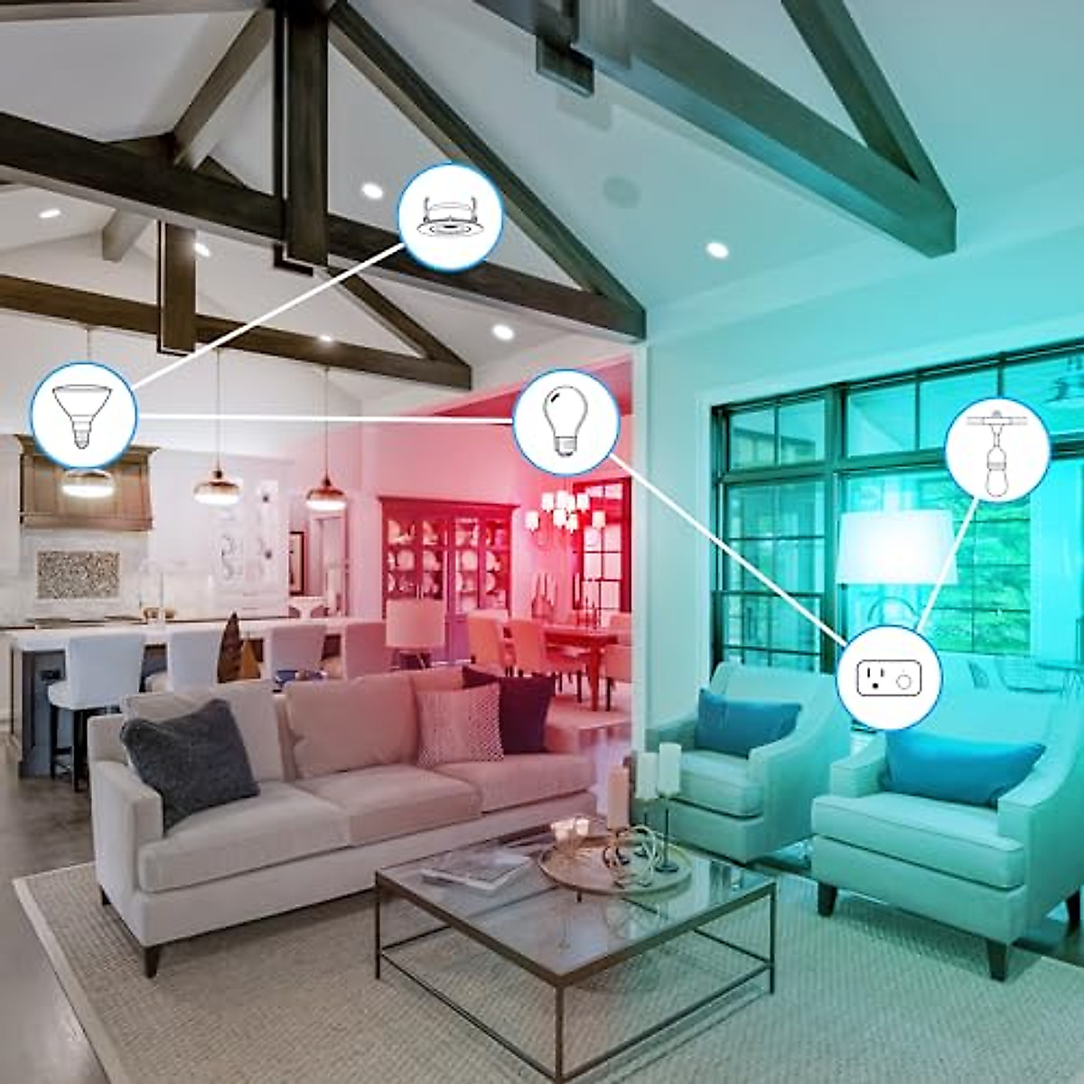 Feit Electric Smart Recessed Light, Fits Most 5-6" Can Housing, Works with Alexa or Google Assistant, Dimmable, 75W Equiv, 1000 Lumens, 2.4GHz WiFi Color Changing Downlight, LEDR6/RGBW/AG, 1 Pack