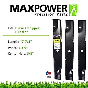 Maxpower 561145B 3-Blade Set for Many 52 in. Cut Hustler Mowers Replaces OEM #'s 795526, 603995, 783753 and Dixie Chopper 30227-52X, Black
