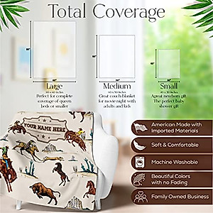 Personalized Cowboy Blanket for Boys, Cute Custom Name Throw for Kids, Classic Western Theme, Soft and Plush, Newborn or Birthday Gift, (Fleece 50x60)