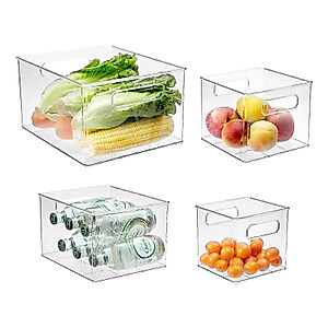 elabo Food Storage Containers Fridge Produce Saver- Stackable Food Storage Organizer Bins for Veggie, Berry and Fruits, Multi-Function Containers, Clear Plastic BPA Free