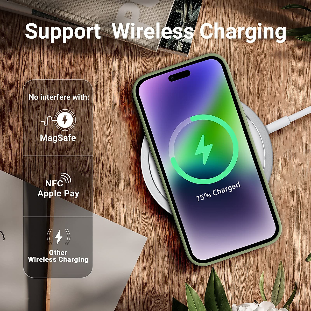 AOTESIER Compatible with iPhone 14 Pro Max Case, [Food Grade Silicone] [Military Drop Protection] with Anti-Scratch Lining Protective Phone Case for 14 ProMax, 6.7 inch, Tea Green