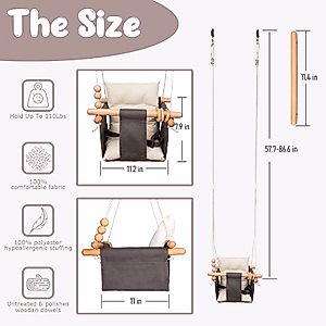 Tislly Baby Swing Outdoor Indoor Toddler Swing Seat with Safety Belt, Canvas Hanging Swings Outside Tree Swing Great Gift for Baby Boys Girls Kids Lovers