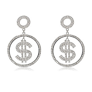 Crystal Dollar Stud Earrings for Women Dollar Money Sign Earrings Statement Wealth Earrings Set