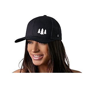 HAKA Pine Trees Embroidered Trucker Hat, Outdoor Hat for Men & Women, Adjustable Baseball Cap, Mesh Snapback, Golf Hat Black