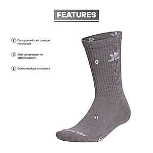 adidas Originals Dye Crew Socks (1-Pair), Botanical Grey/White, Large