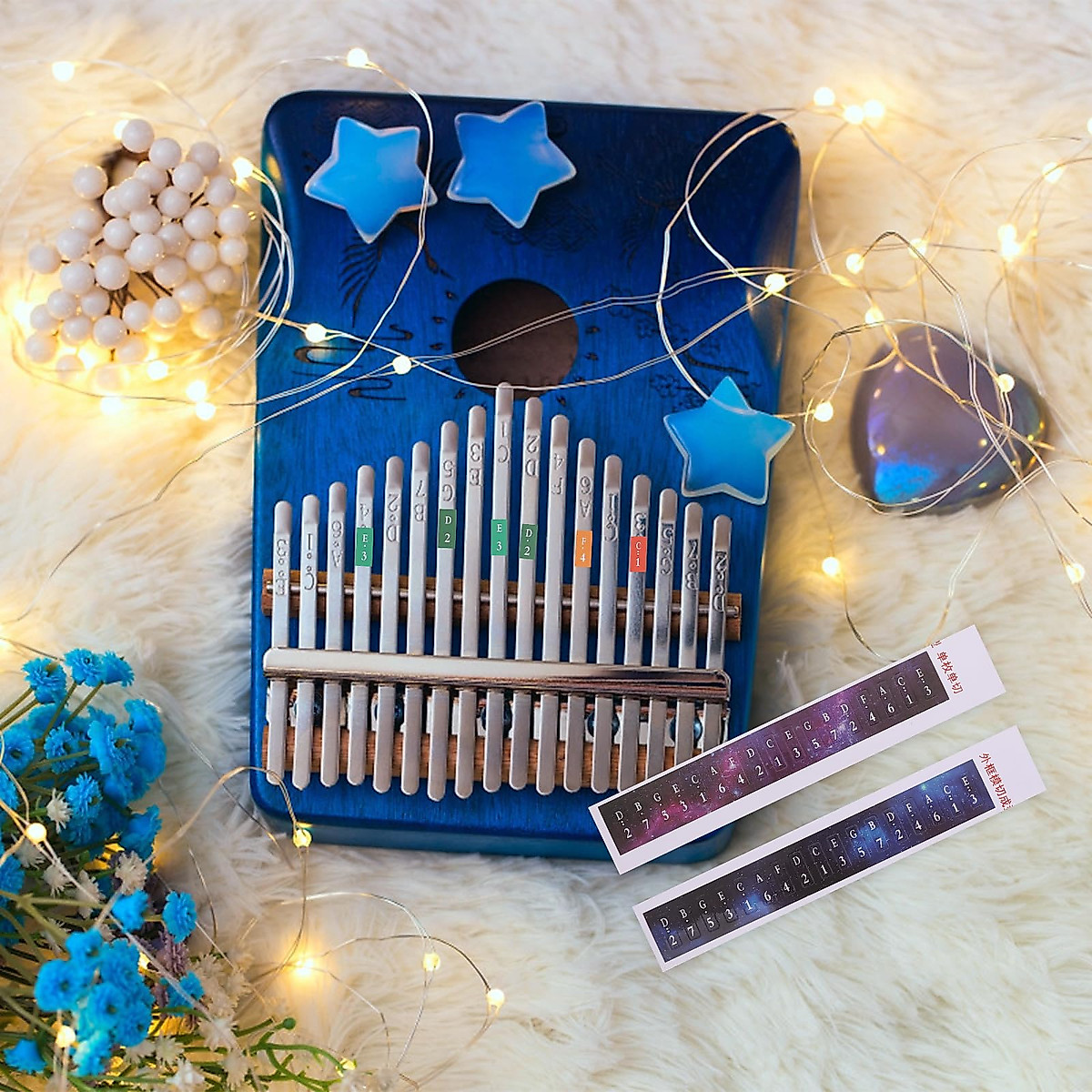 5 Sets Kalimba Note Stickers Thumb Piano Note Sticker 17 Keys Finger Instrument Training Note Decoration Sign for Starter Beginner (Random Style)