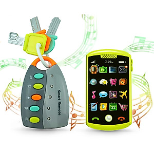 Ella Dream Musical Pretend Play Toys Set with Lights and Sounds, Smart Remote Car Key Toy for Toddlers 1-3 and Babies, Baby Phone Toys for Boys and Girls