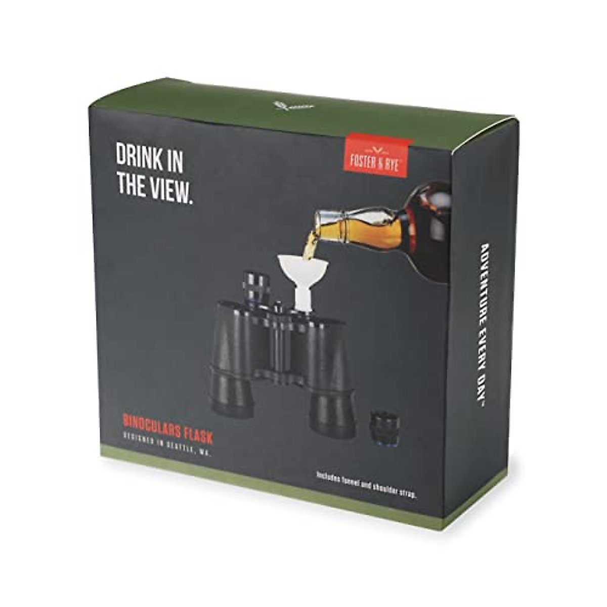 True Binocular Flask - Gameday Hidden Flask - Secret Alcohol Container - Black Secret Flask 16oz Set of 1