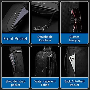 Yakelo Sling Bag Large-Capacity Shoulder Backpack Crossbody Bag Casual Chest Bag For Men With USB Charging Port，Waterproof And Anti-Theft Suitable For Hiking And Cycling Day Bag