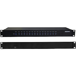 SEDNA - 15 Port USB 3.1 Gen I Hub ( 5Gbps ) - 19 Inch 1U Rack Mount ( 5V10A AC/DC Adapter ), Black