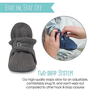 Zutano Unisex Cozie Fleece Baby Booties with Grippers, Baby Essentials, Gray, 18 Months