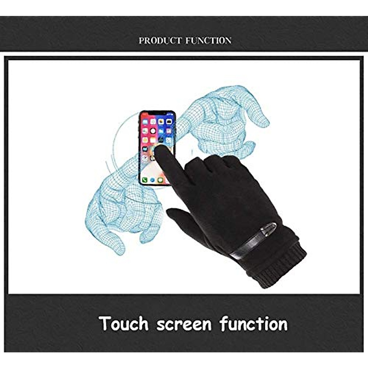 XJXJ Suede Gloves Men's Autumn and Winter Windproof Warm Non-slip Touch Screen Plus Velvet Thickening Riding Motorcycle. anti arthritis gloves (Color : Grey)