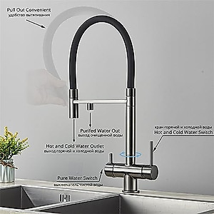 Kitchen Water Filter Faucet Dual Spout Solid Drinking Water Mixer Tap Rotation Water Purification Feature Taps Kitchen Crane