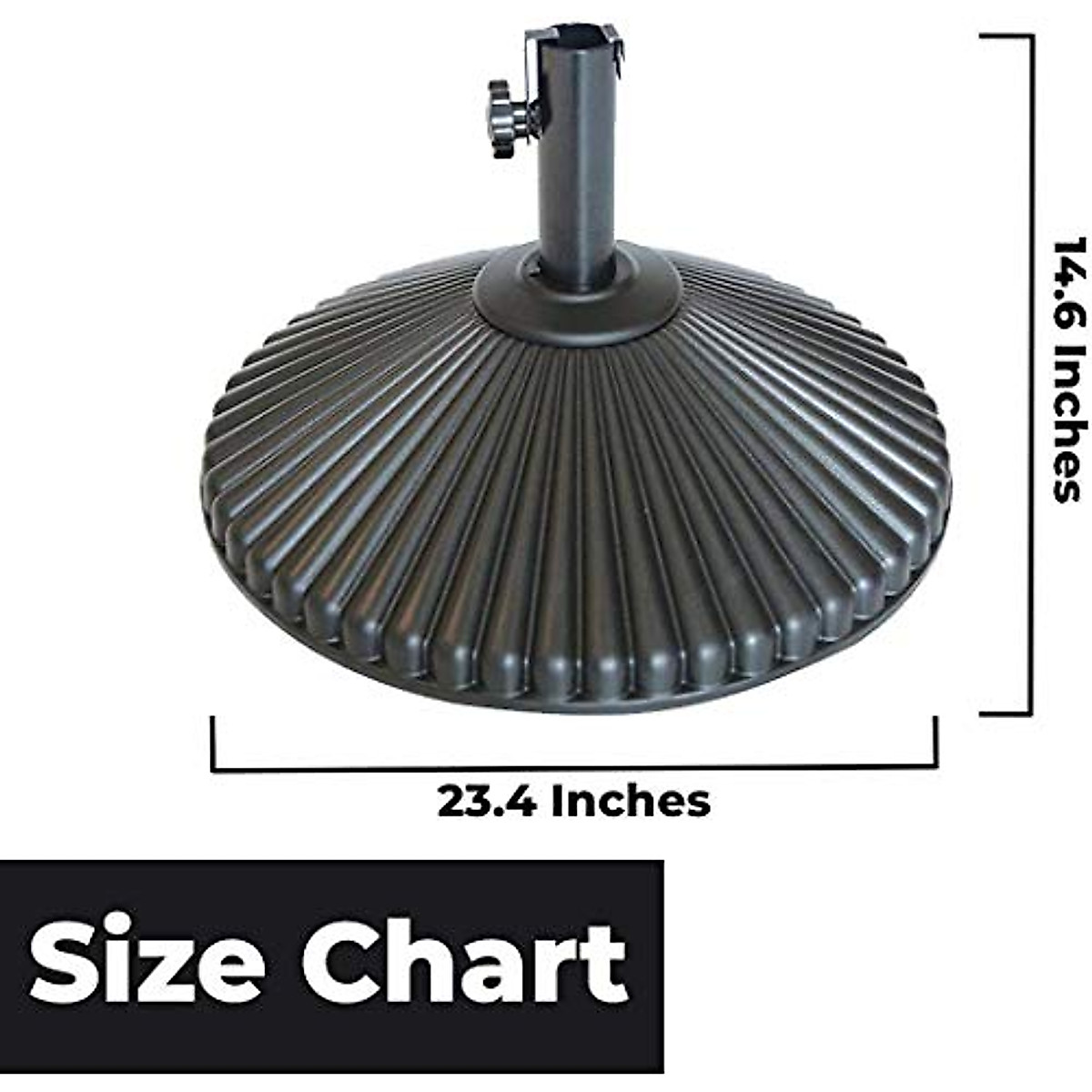 Abba Patio 50lb Patio Umbrella Base Water Filled 23" Round Recyclable Plastic Outdoor Market Umbrella Stand Base for Deck, Lawn, Garden, Black