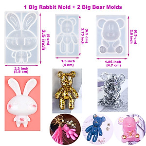 EuTengHao 132Pcs Animal Silicone Molds DIY Resin Casting Molds Kit Contains 4 Bears Resin Molds 3D Bear Rabbit Cat Paw Mold and Pendant Molds Eiffel Tower for DIY Resin Candle Soap Making