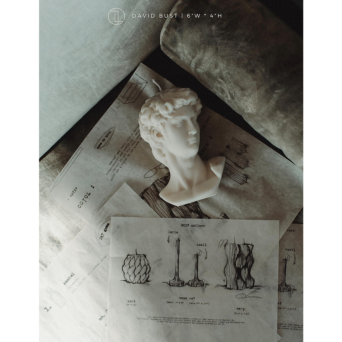 LAWA David Bust Candle - Handmade Scented Soy Wax Candle Elegant Aesthetic Candle Housewarming Gift Home Decor Idea White