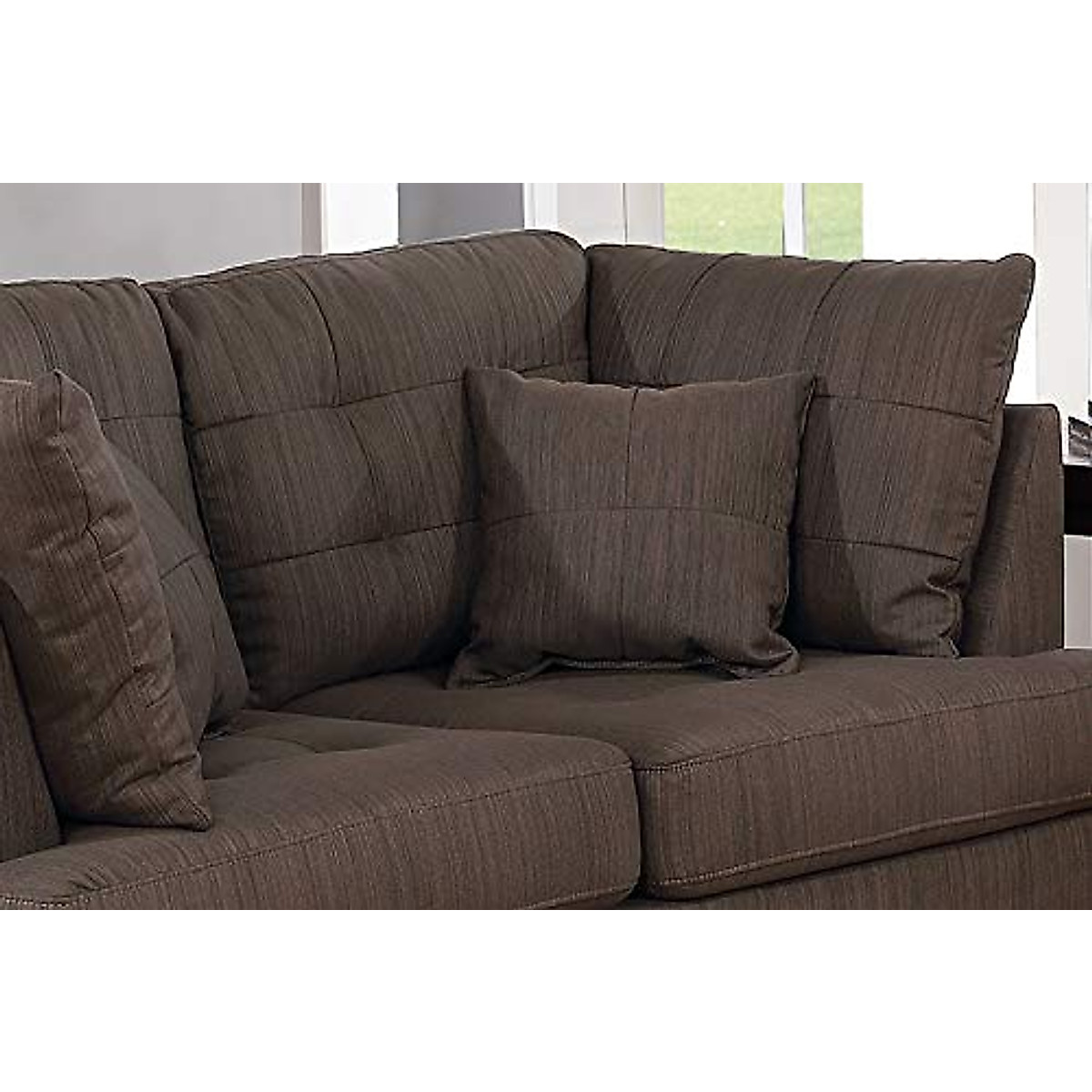 Bobkona 2-Pcs Sofa & Loveseat Black Coffee
