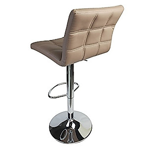 Contemporary Bar Stools Hight Adjustable Seat Hydraulic 360 Degree Swivel Sturdy Steel Frame Quadrate cushion Seat Dining Chair Bar Pub Stool Home Office Furniture - Set of 4 Tan/Khaki #1935tnk