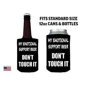 Funny Emotional Support Drink Collapsible Can Bottle Beverage Cooler Sleeves 2 Pack Joke Gag Gift Idea