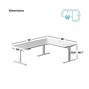 Progressive Desk L Shaped Height Adjustable Standing Desk 78" x 48" - Corner Computer Desk - Electric Stand Up Rising Workstation - Gray Frame/Gray Oak Top