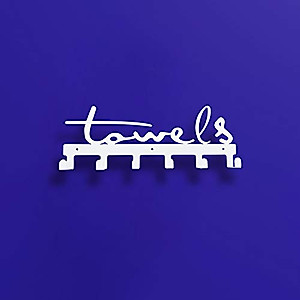 Goutoports Towel Rack Wall Mount Bathroom Towel Holder Bathroom Decor Metal Holder Rack 6 Hooks Rustproof and Waterproof (White)