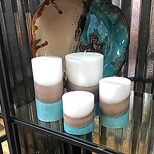 Wicks N More Cottage Charm Handmade Scented Layered Pillar Candle (3x4)