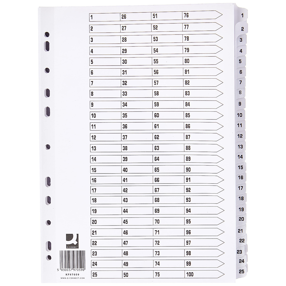 Q Connect A4 1-100 Mylar Index