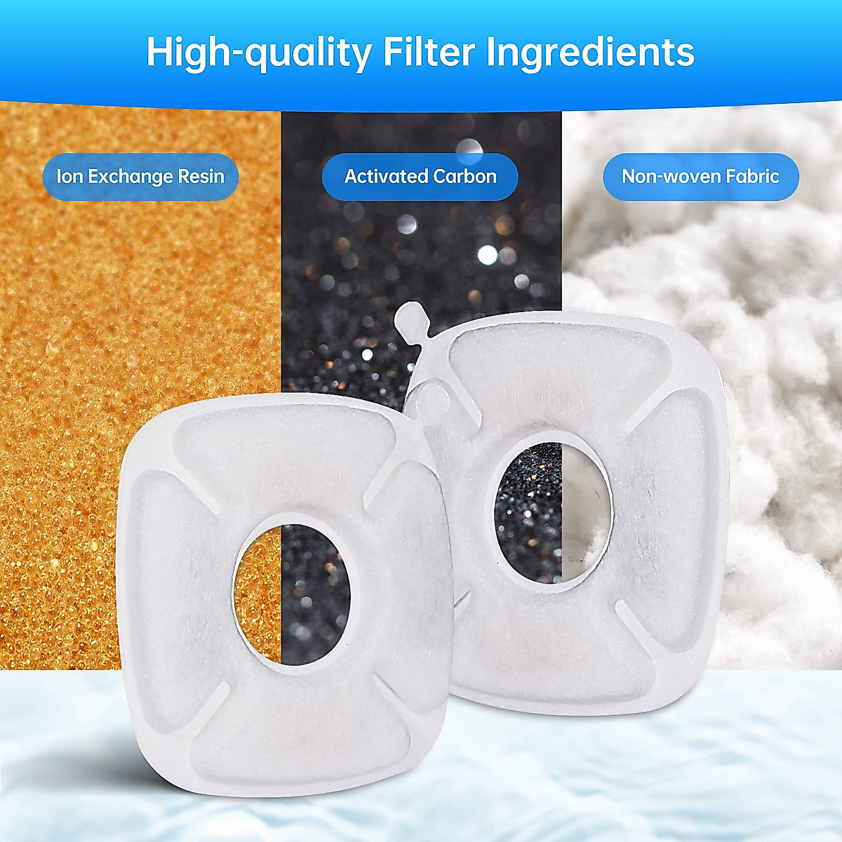 Vafrmii 4 Pack Replacement Filters & Replacement Pre-Filter Sponges for 67/95/135/85oz Automatic Pet Fountain, Cat Water Fountain Filters, Triple Filtration Dog Fountain Filter Replacement