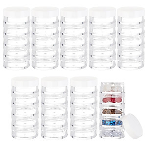 BENECREAT 10 Set 5 Stackable Cosmetic Containers, Bead Storage Containers, Bead Screw Stacking Jarssmall Cosmetic Sample Bottle for Glitter Painting Lotion, 1.4x3.2 Inches