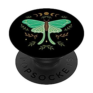 Celestial Luna Moth Witchy Folk Art Botanical Moon Phases PopSockets Swappable PopGrip